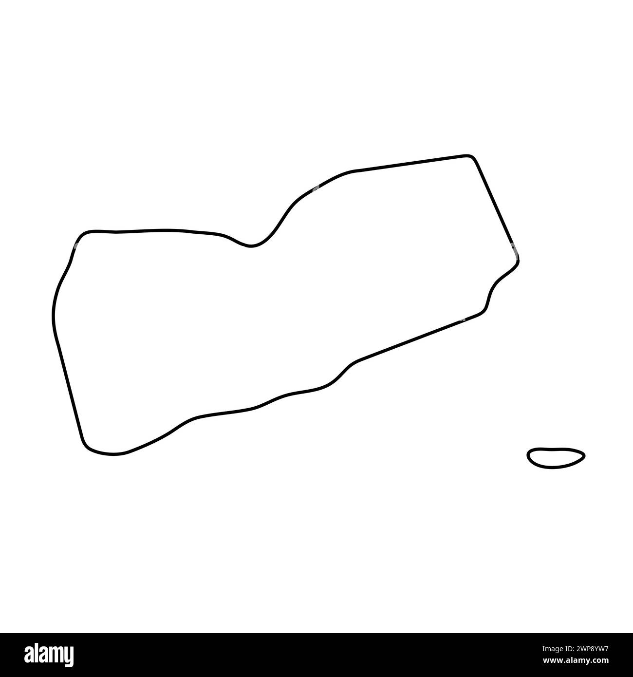 Yemen country simplified map. Thin black outline contour. Simple vector icon Stock Vector Image ...