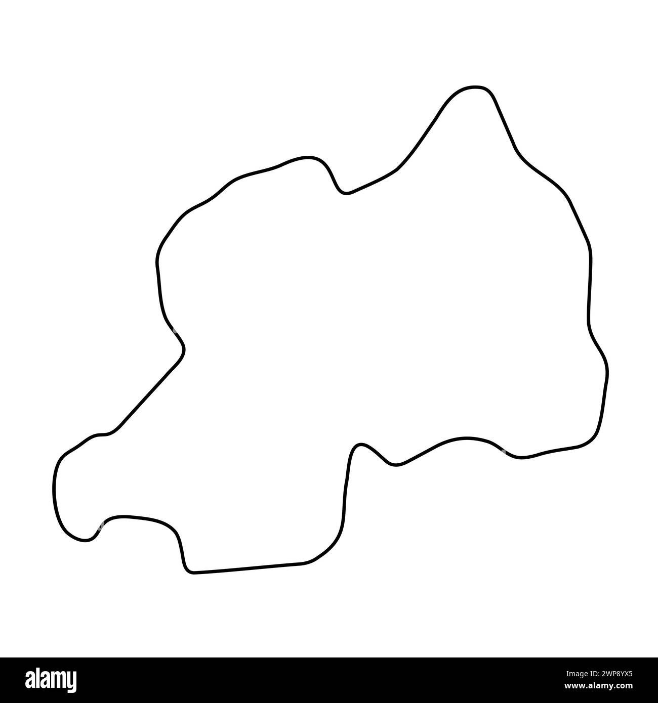 Rwanda country simplified map. Thin black outline contour. Simple vector icon Stock Vector Image ...