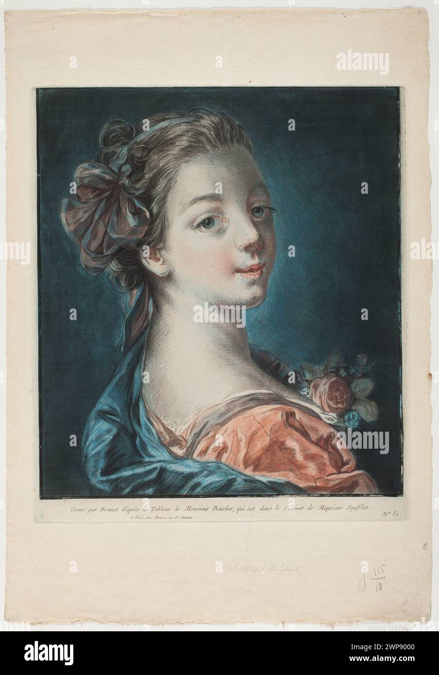Portrait of a young woman with a difference with a dress; Bonnet, Louis ...