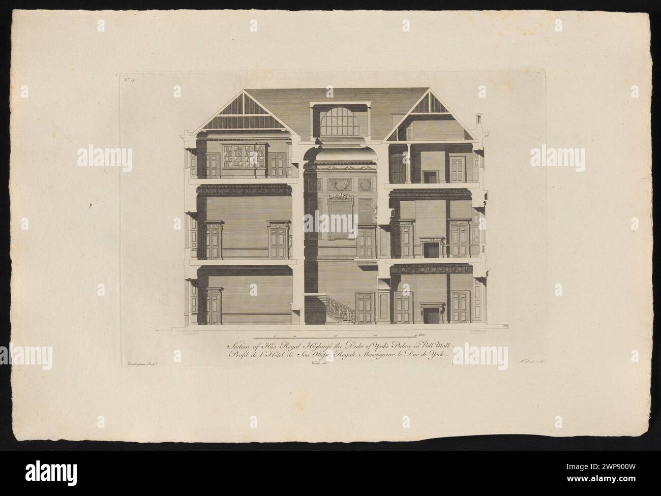 Cross section of the Palace of Prince York on Pall-Mall, created in ...