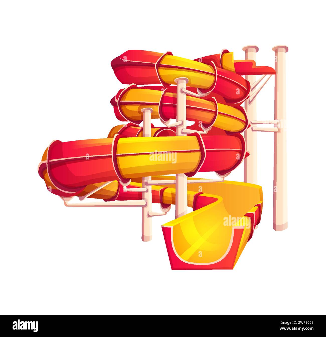 Vortex half tube waterslide color vector icon. Curved speed slide at ...