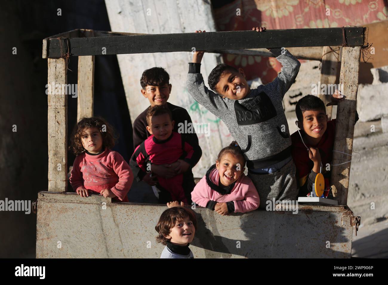 Gaza. 6th Mar, 2024. Children are pictured at Al-Maghazi refugee camp ...