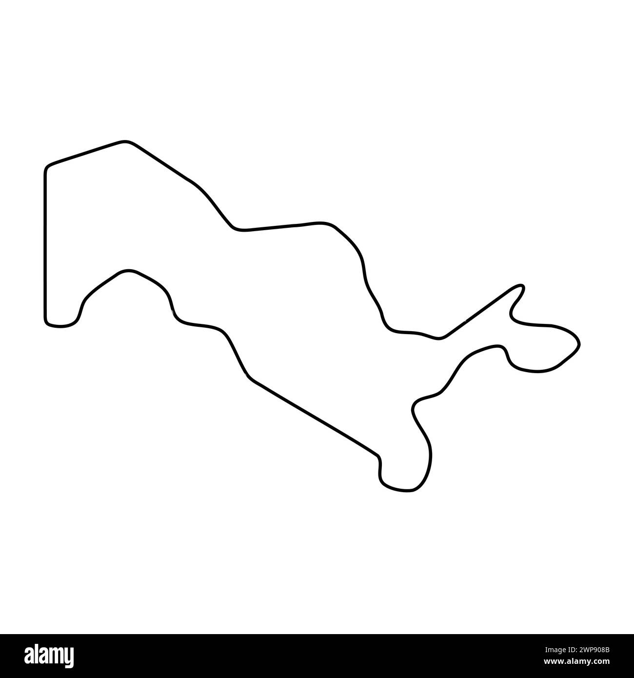 Uzbekistan country simplified map. Thin black outline contour. Simple ...