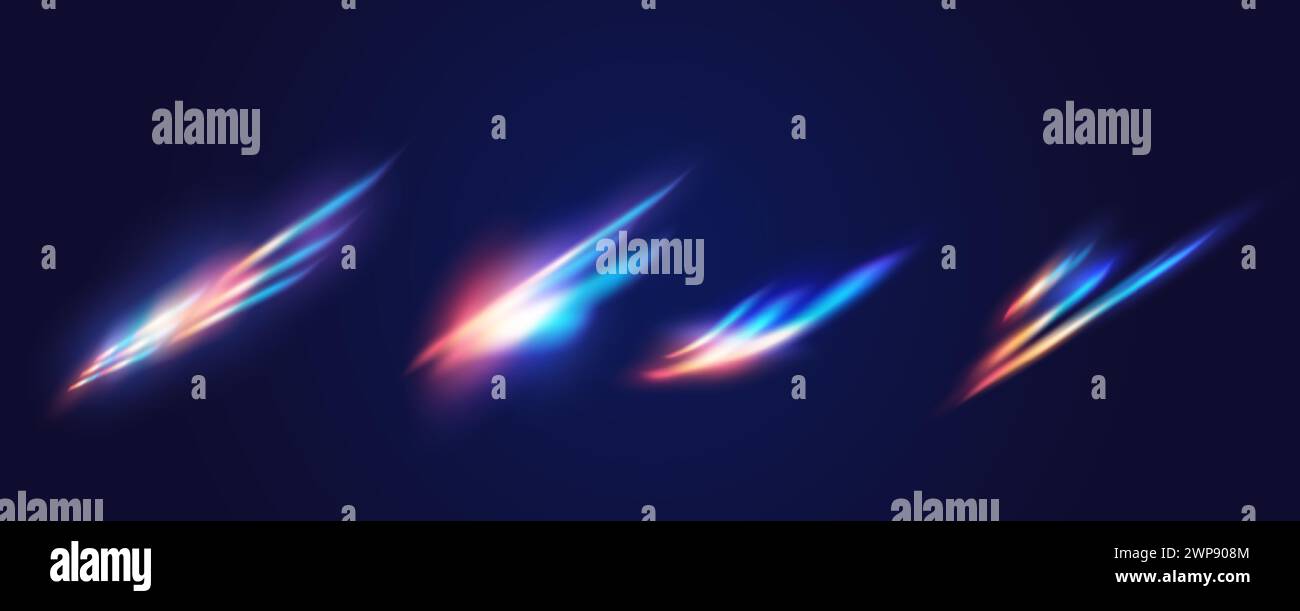 Abstract rainbow light flashes realistic vector illustration set ...