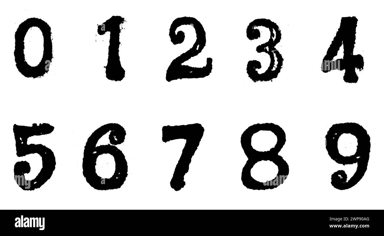 Set of Ink rubber stamp numbers isolated on white background Stock ...