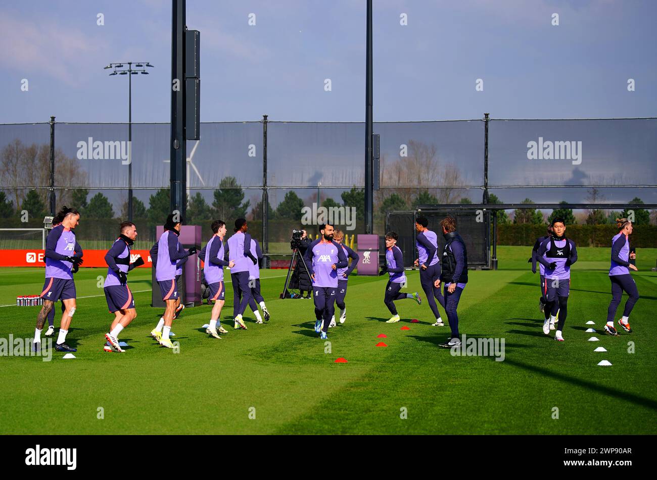 Liverpool players during a training session at the AXA Training Centre ...