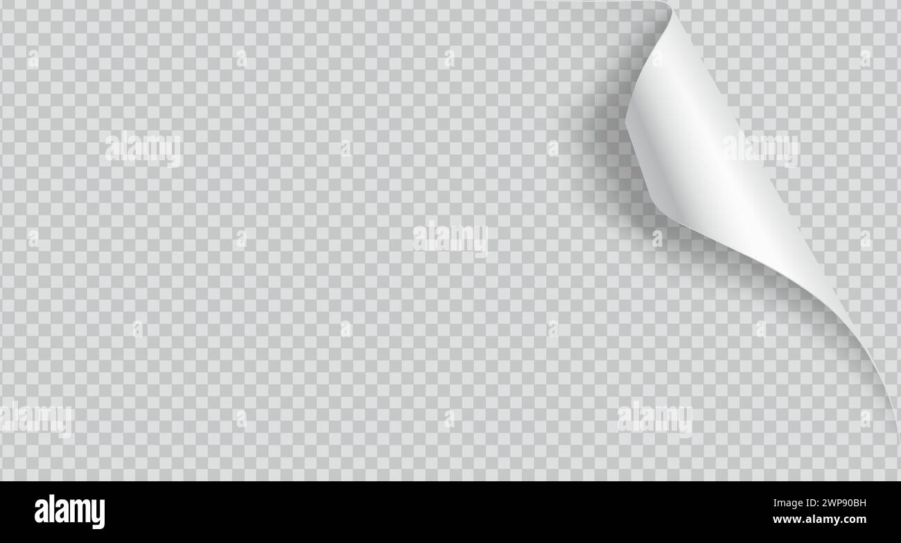 Curled corner of paper with shadow realistic vector illustration ...