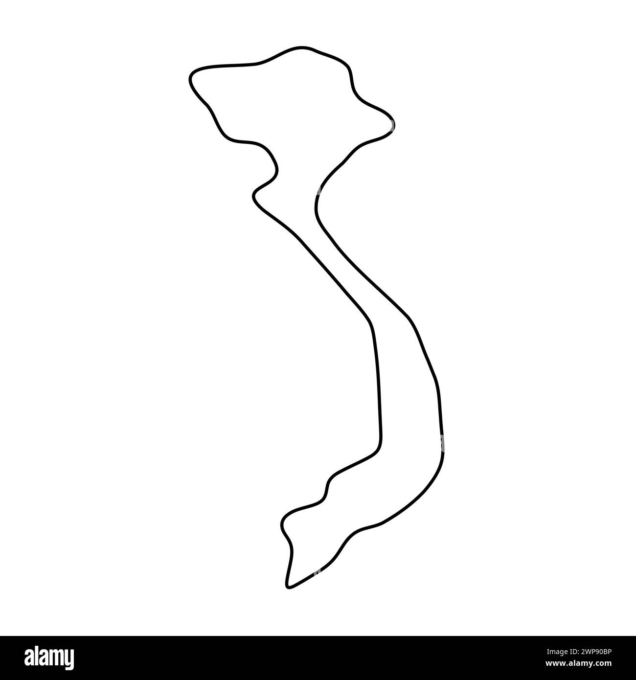 Vietnam country simplified map. Thin black outline contour. Simple ...