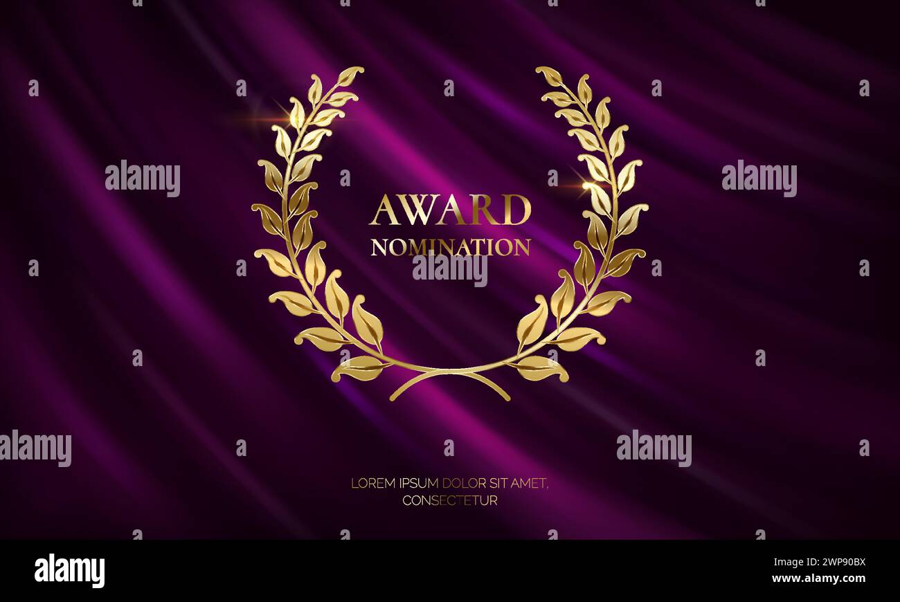 Golden laurel crown with text realistic vector illustration. Winner ...