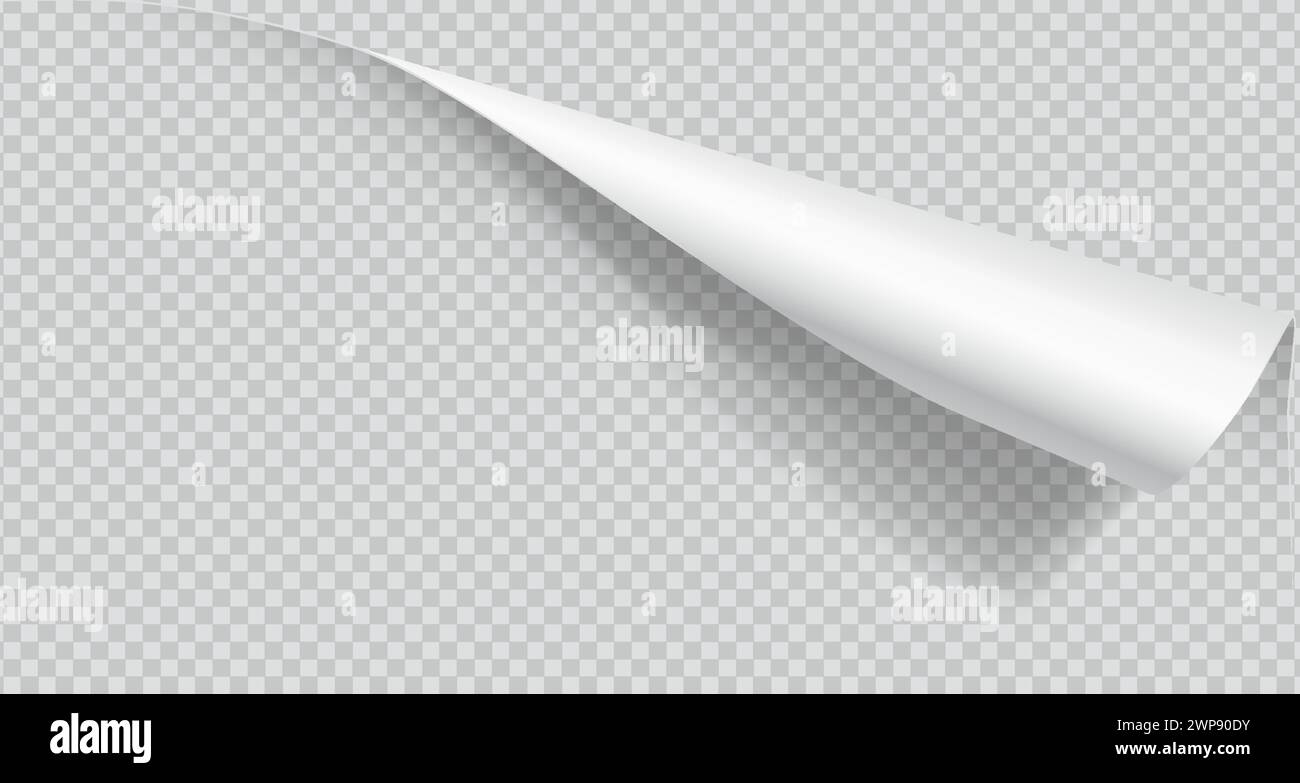 Curled corner of paper with shadow realistic vector illustration ...