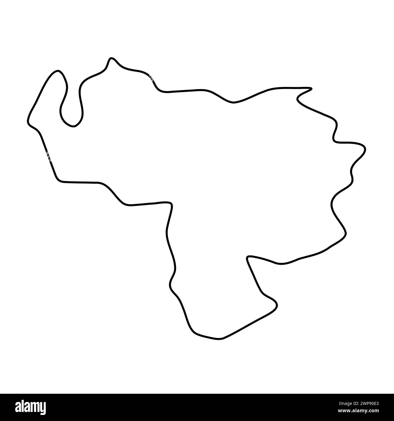 Venezuela country simplified map. Thin black outline contour. Simple ...