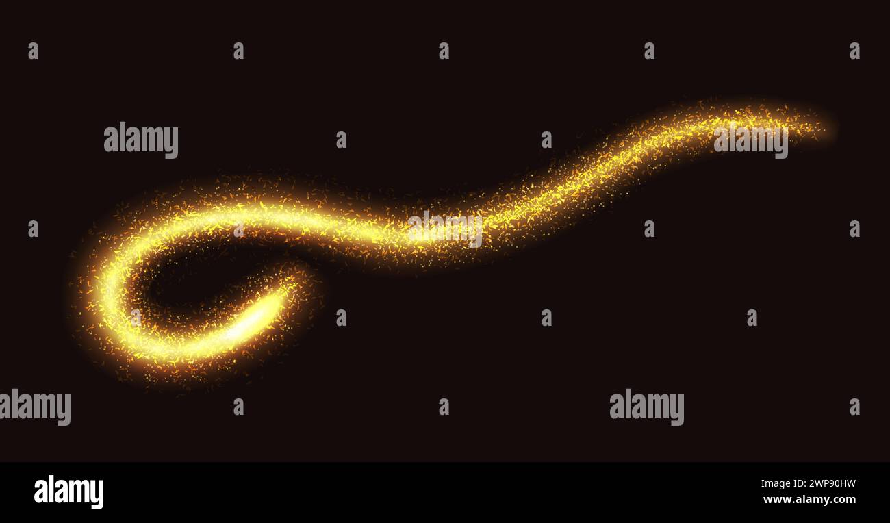 Mystic golden glitter trace realistic vector illustration. Brilliant ...