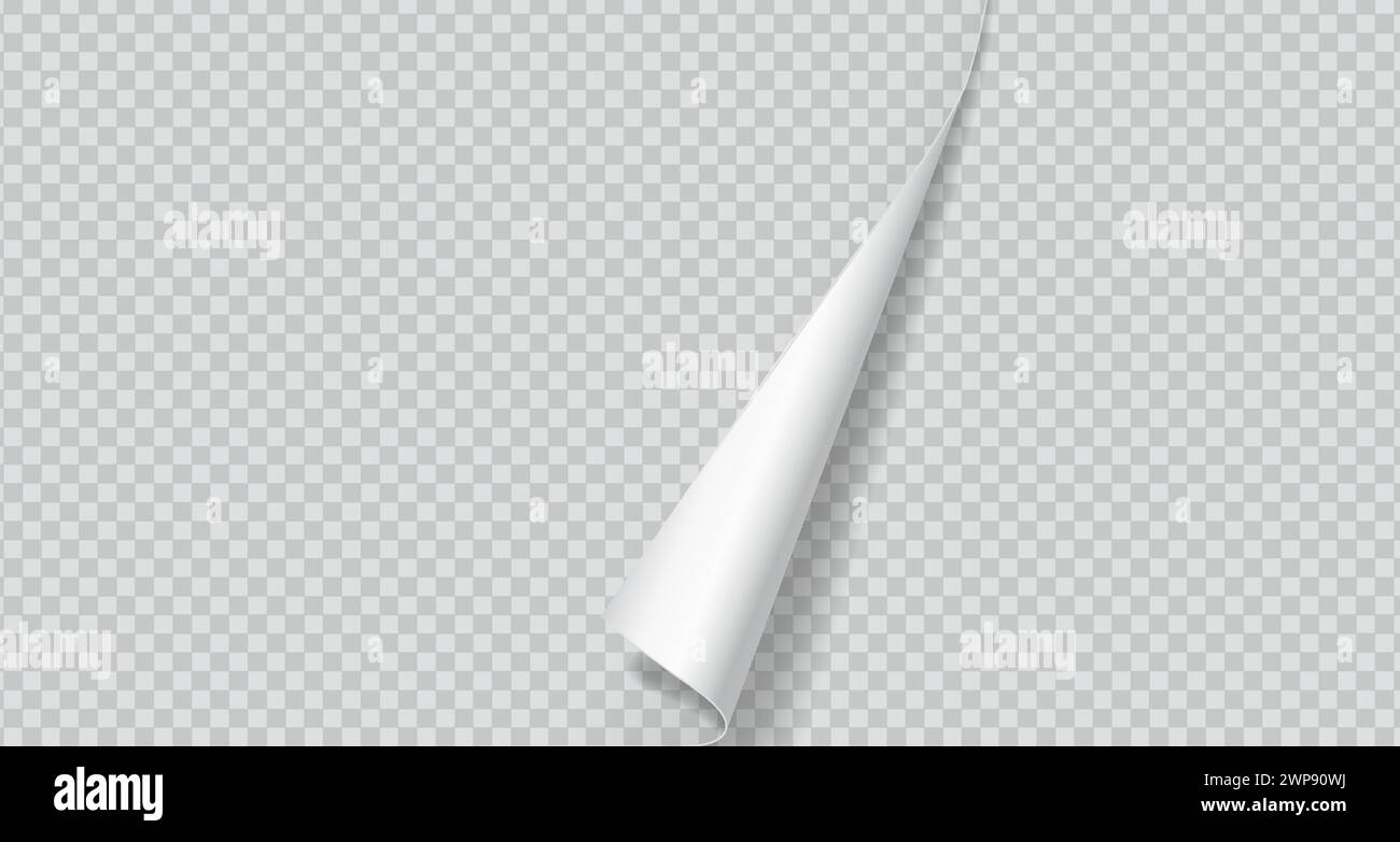 Curled corner of paper with shadow realistic vector illustration ...