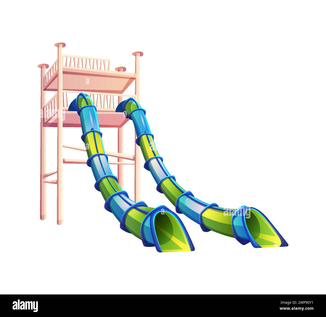 Double tube waterslide at aquapark color vector icon. Slides attraction ...