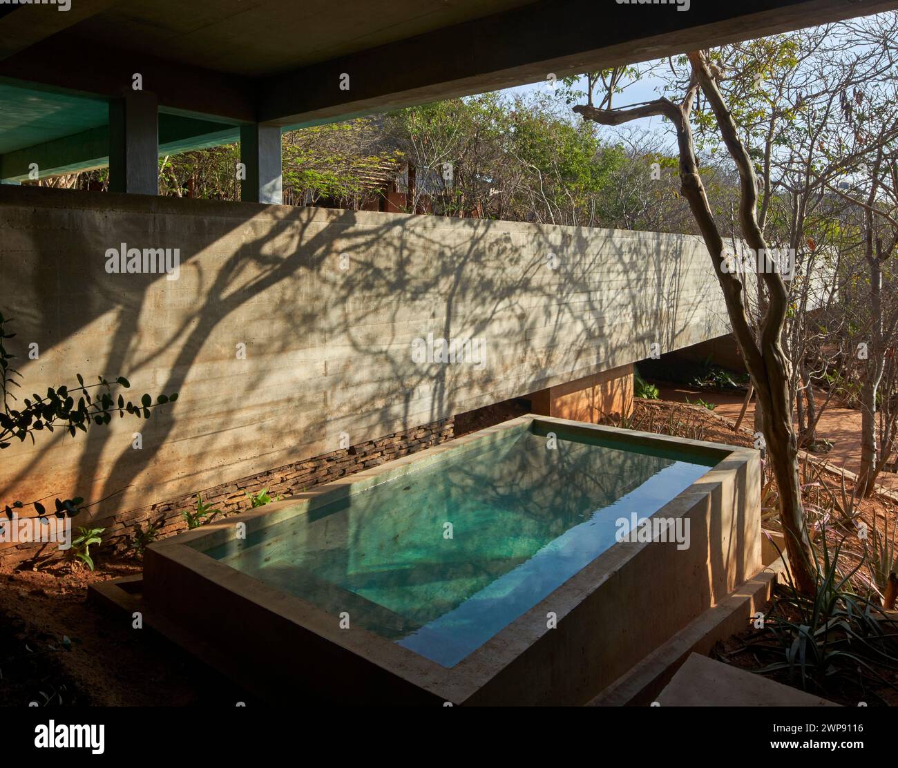 Concrete bath in lower suite. Casa Cometa, Mazunte, Mexico. Architect ...