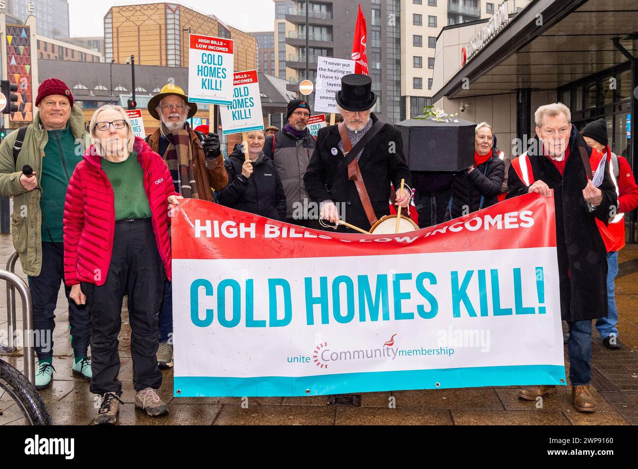Leeds, UK, 06 March 2024, Unite the Union Energy for All protest ...