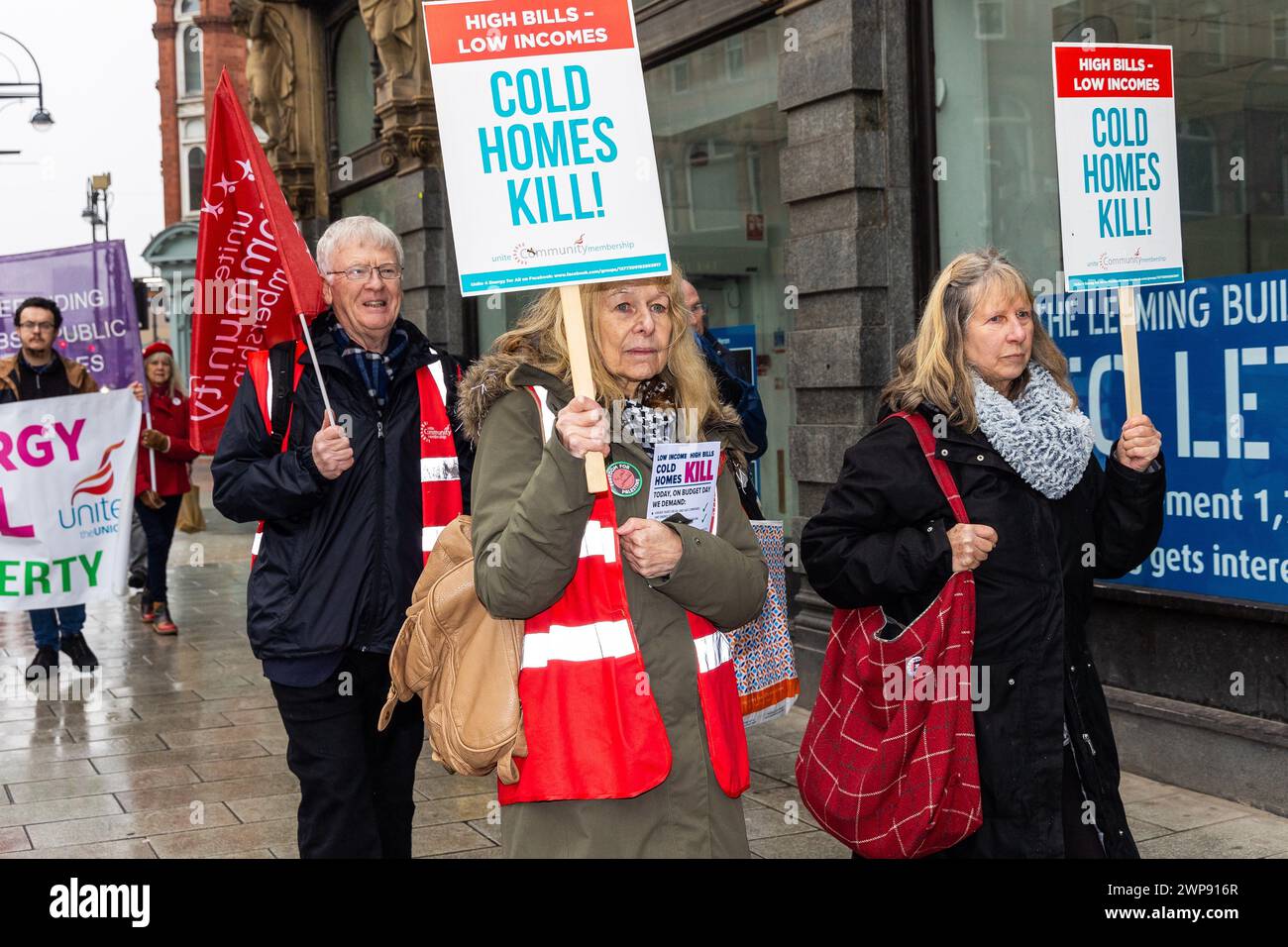 Leeds, UK, 06 March 2024, Unite the Union Energy for All protest ...