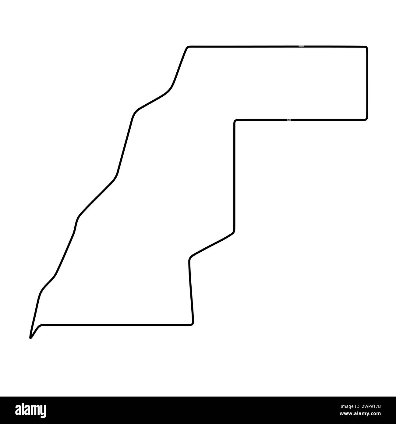 Western Sahara country simplified map. Thin black outline contour ...