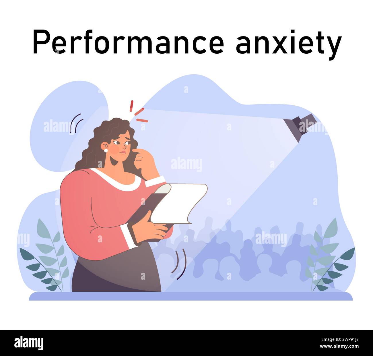 Anxiety. Character mental health issues. Woman coping with ...