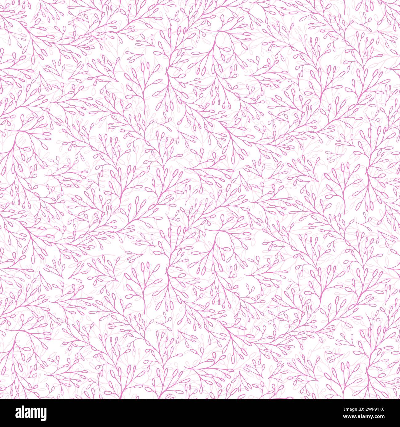 Delicate floral vine seamless pattern with hand drawn plants elements ...