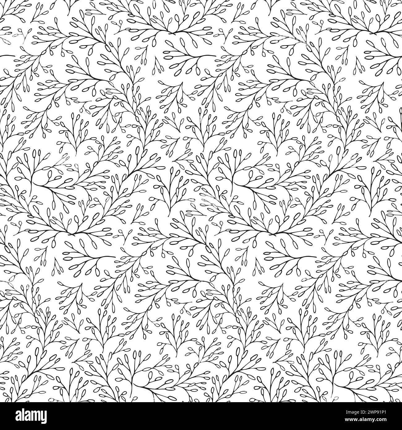 Delicate floral seamless pattern with hand drawn plants elements for ...