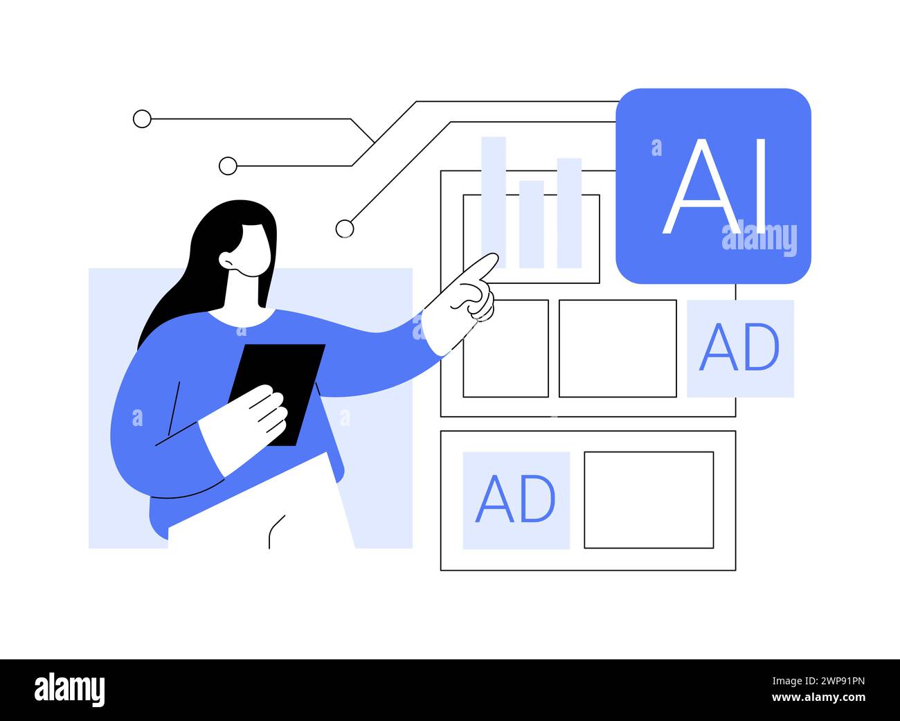 A-B Testing and AI-Refined Marketing abstract concept vector ...