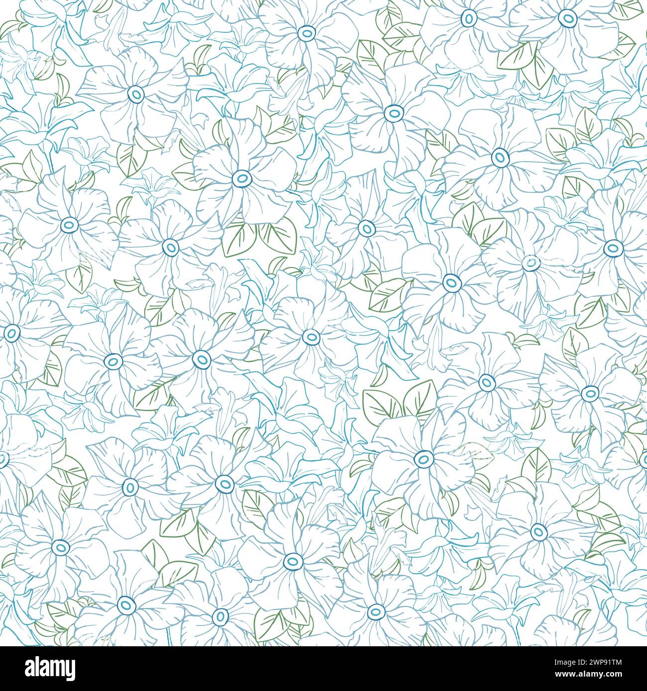 Delicate floral seamless pattern with hand drawn plants elements for ...
