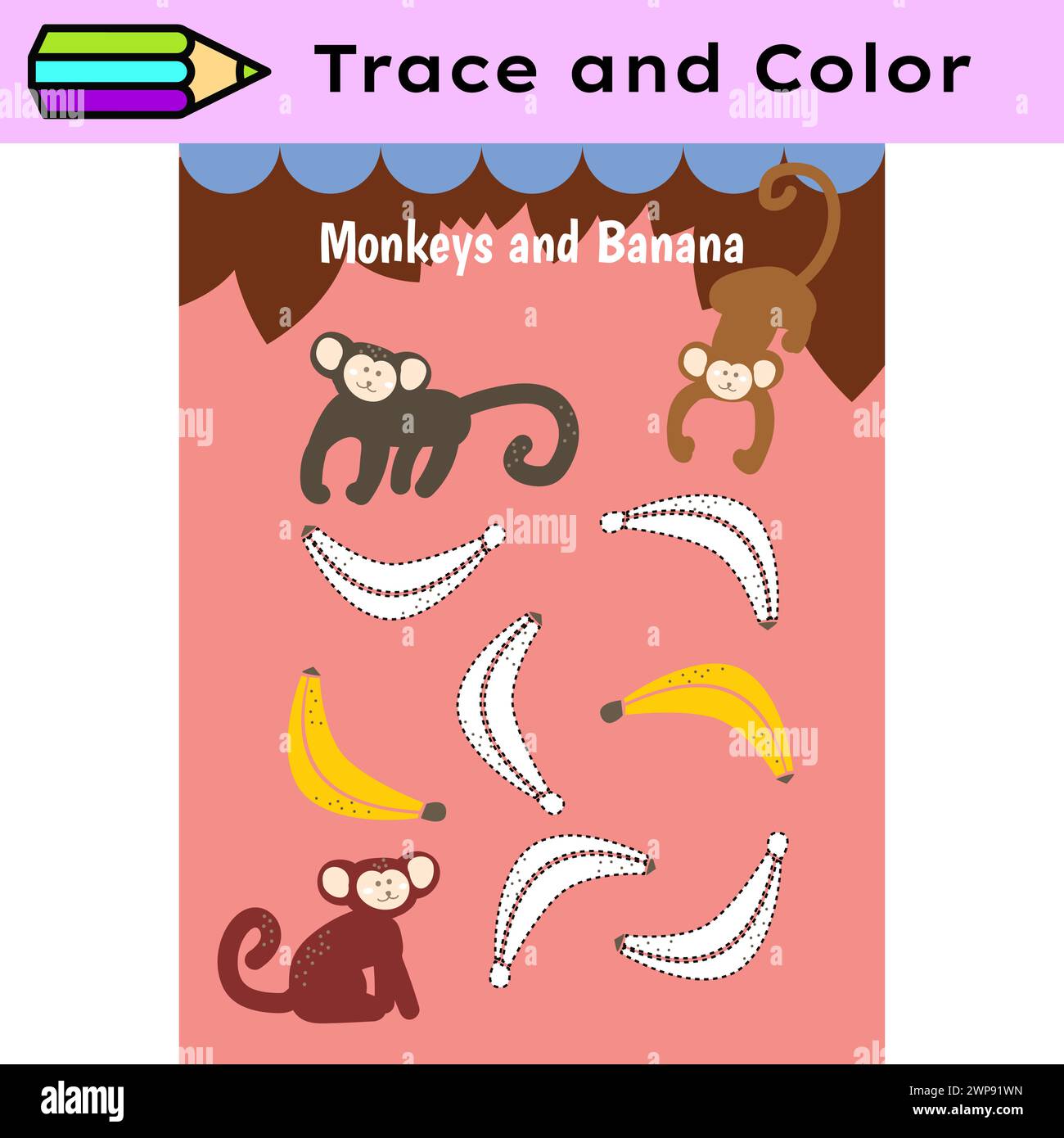 Pen tracing lines activity worksheet for children. Pencil control for ...