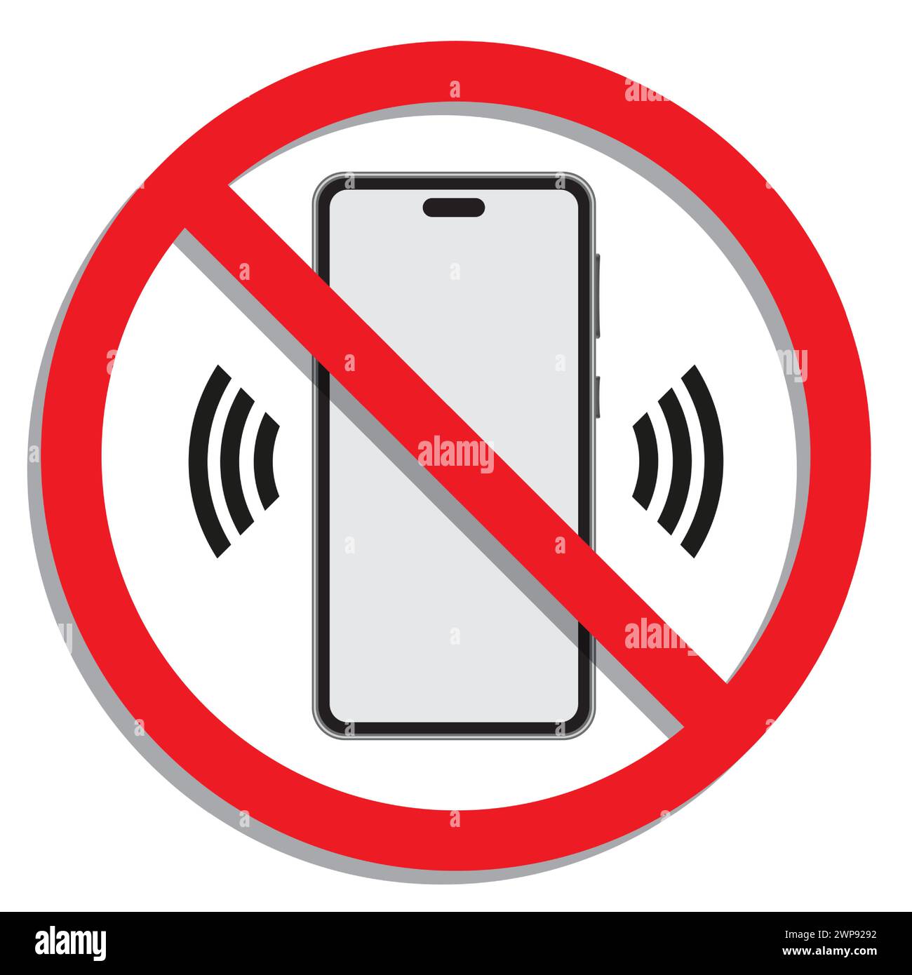Cell telephone warning stop sign icon. No mobile smart phone. Turn off ...