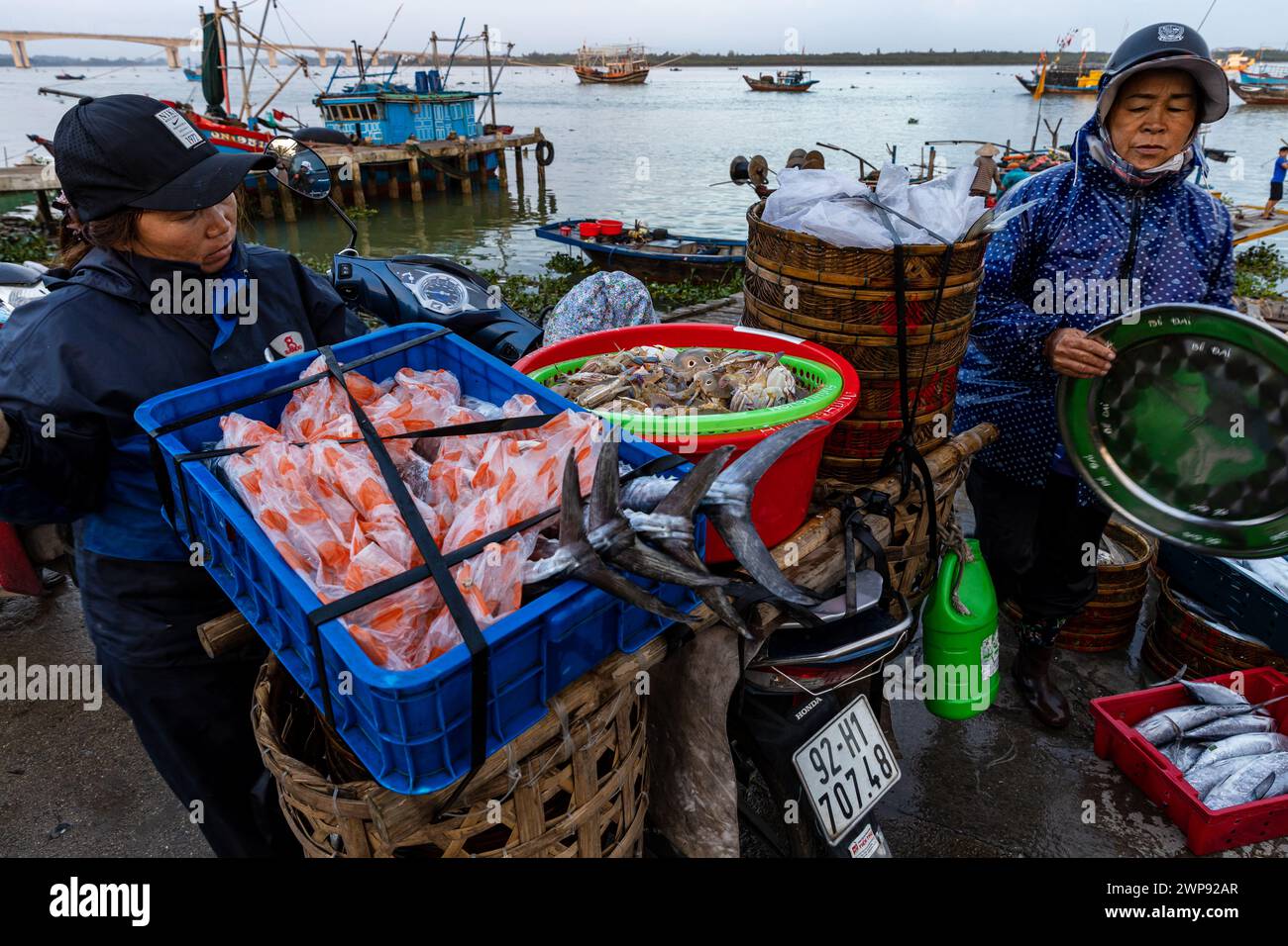 The fish market at the harbor of Hoi An in Vietnam Stock Photo - Alamy