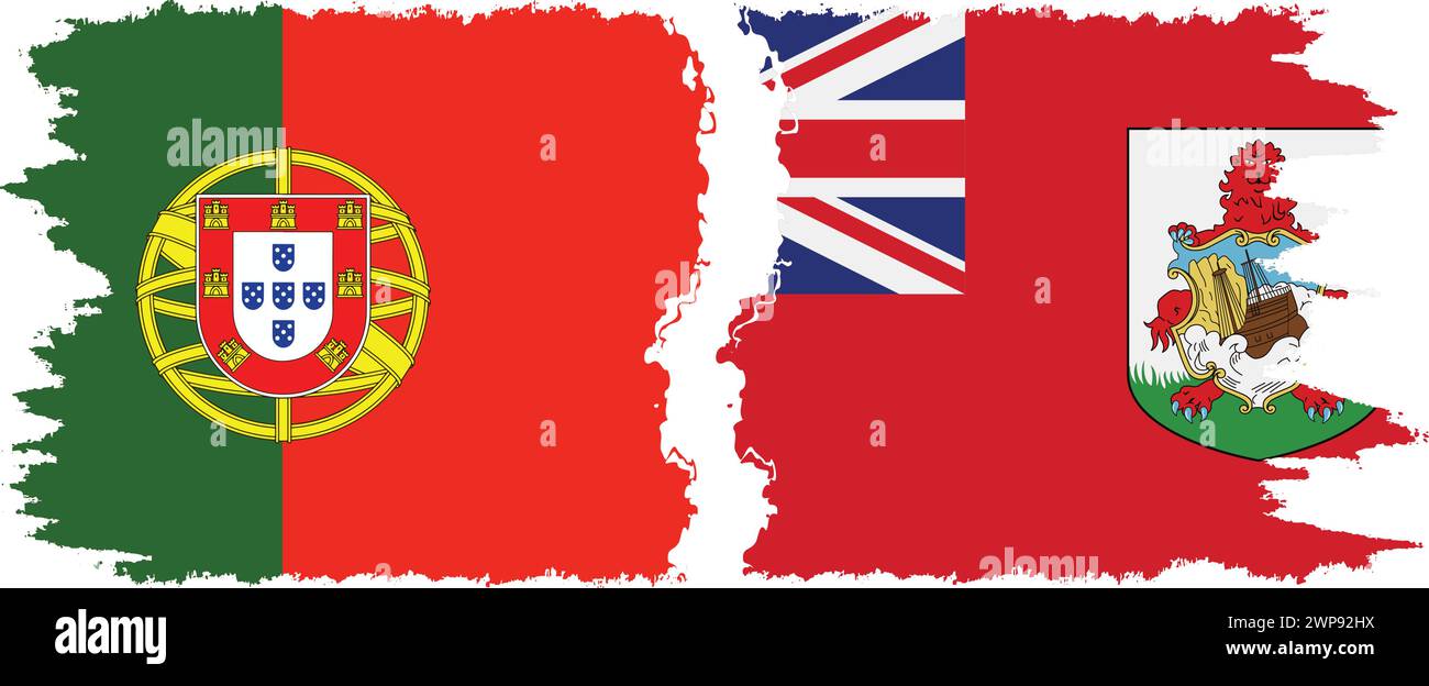 Bermuda and Portugal grunge flags connection, vector Stock Vector Image ...