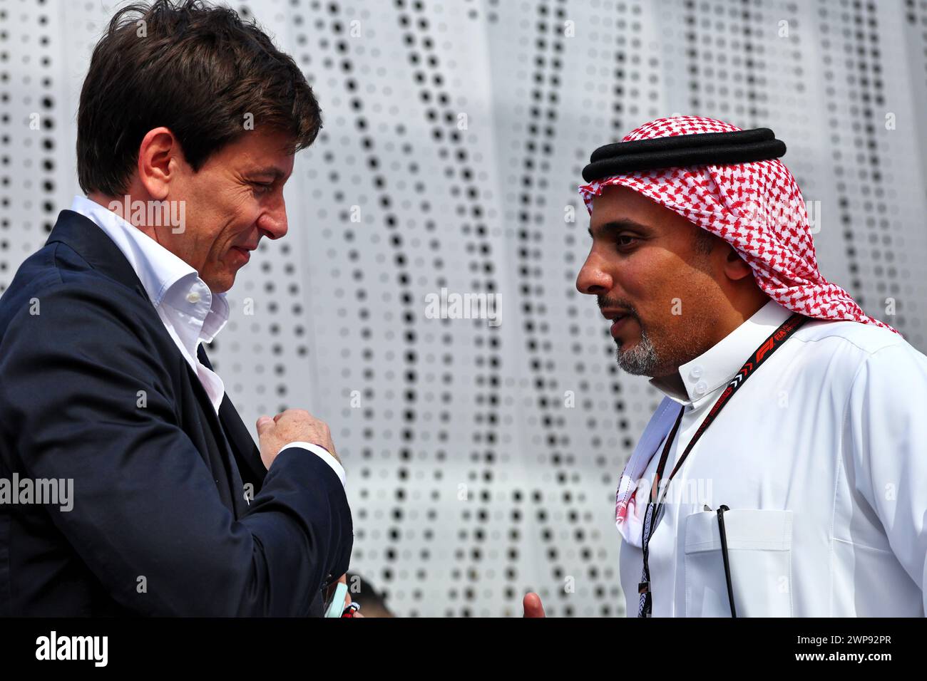 (L to R): Toto Wolff (GER) Mercedes AMG F1 Shareholder and Executive Director with Prince Khalid ...