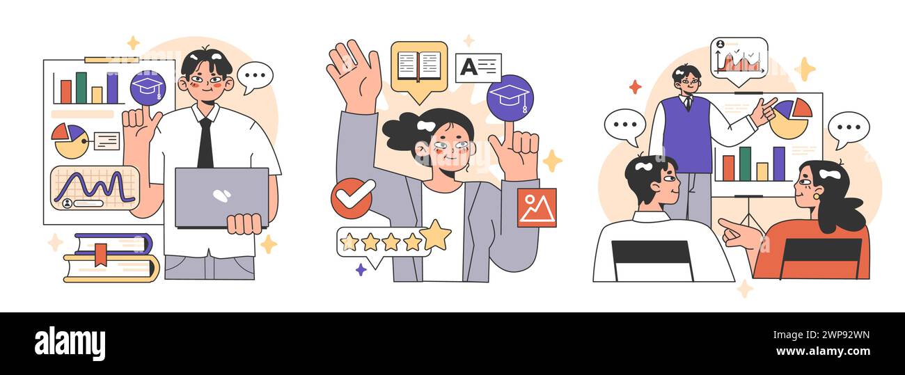 Training workshop set. Interactive training process. Professional ...