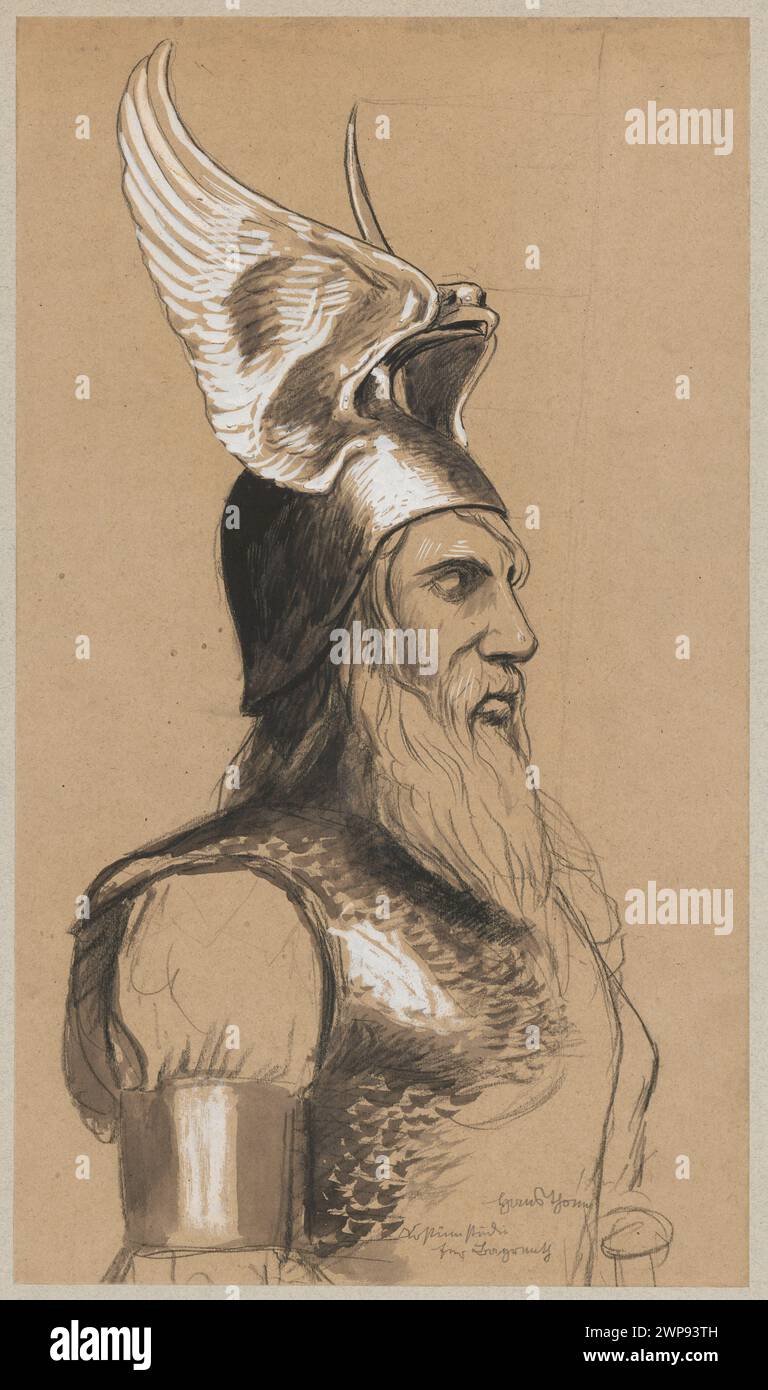 A costume design of Wotan as the god of war by Hans Thoma between 1895 ...