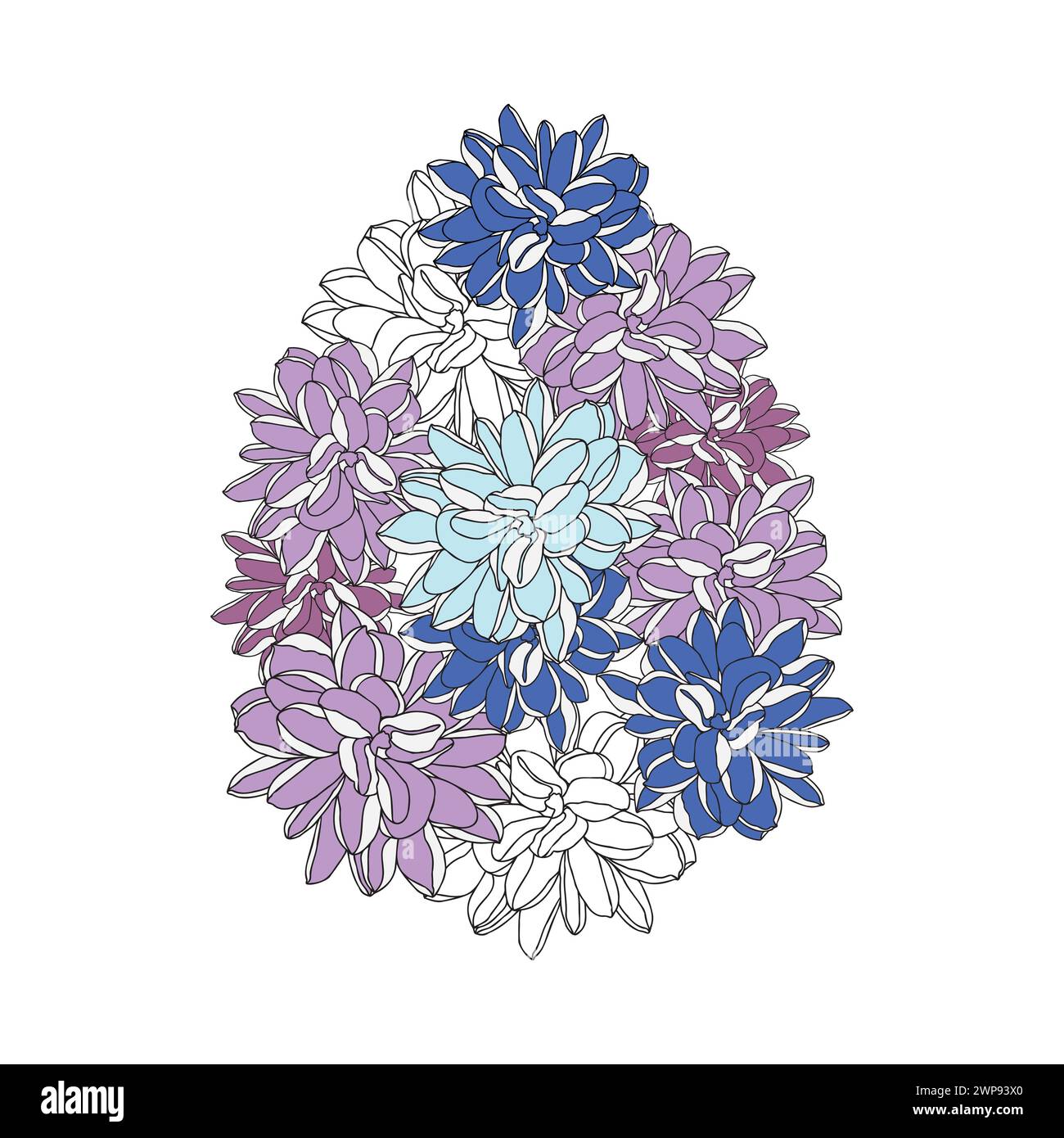 Spring flower Easter egg, hand drawn floral elements. Vector ...