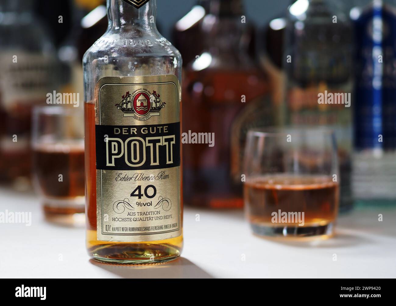 Germany - March 6, 2024: In this photo illustration, bottle of Pott Rum ...