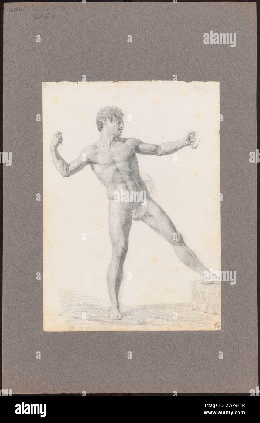 Manty act study, school drawing; Verso: Sketch of the composition from ...