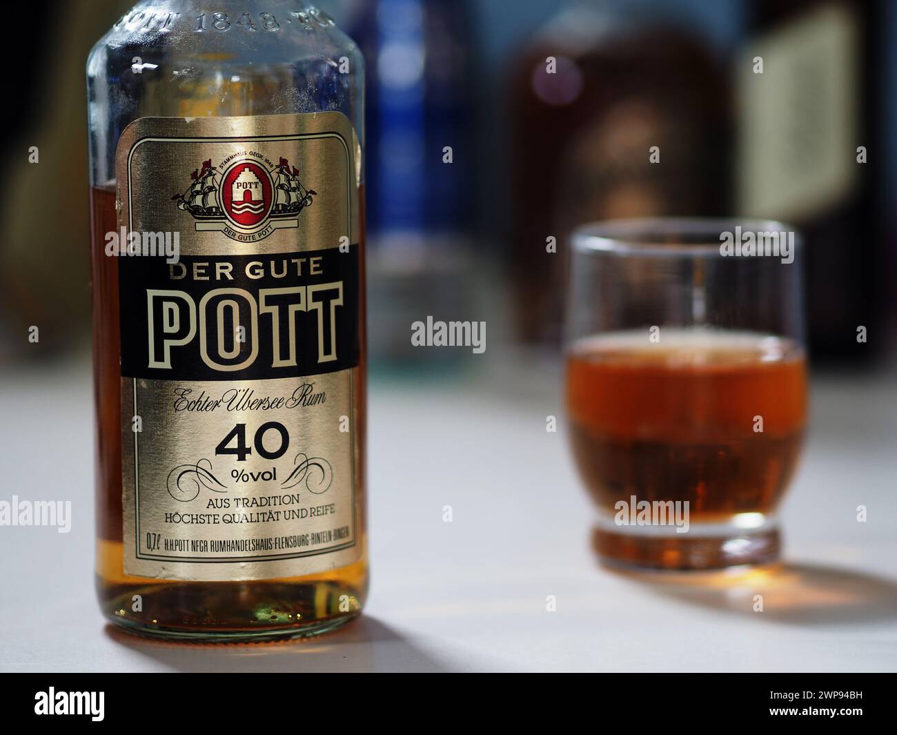 Germany - March 6, 2024: In this photo illustration, bottle of Pott Rum ...