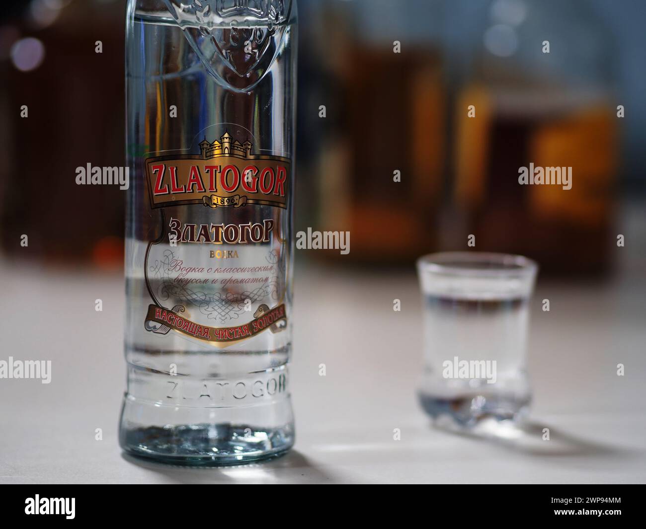 Germany - March 6, 2024: In this photo illustration, bottle of Zlatogor ...