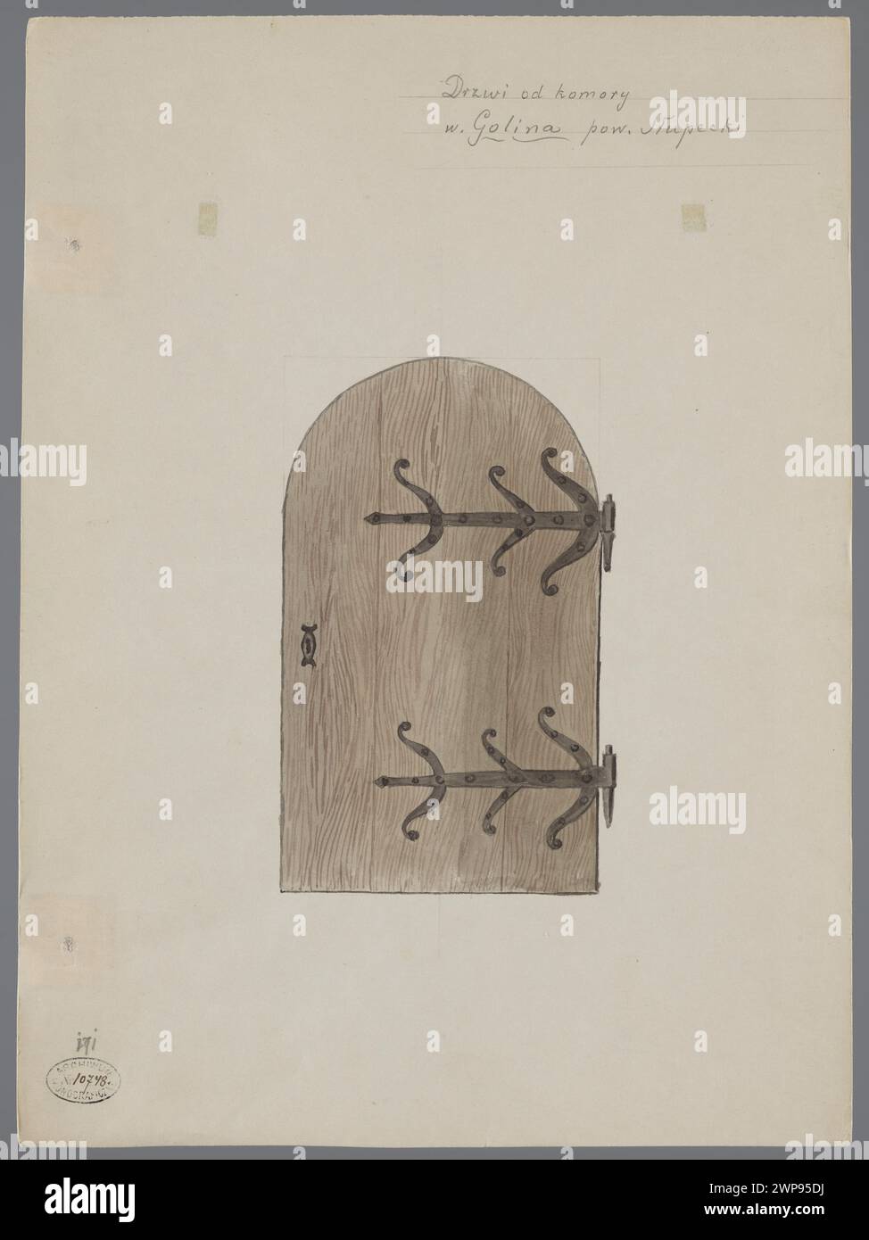 A 1918 depiction by Szymon Pretty showing a chamber door in the village ...