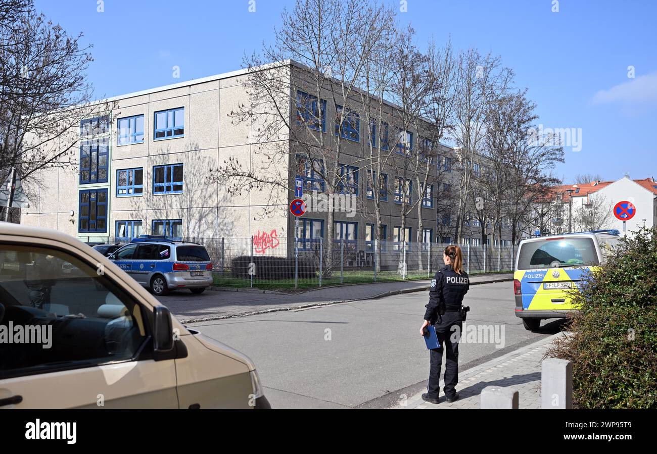 Erfurt, Germany. 06th Mar, 2024. Police officers on a large-scale ...