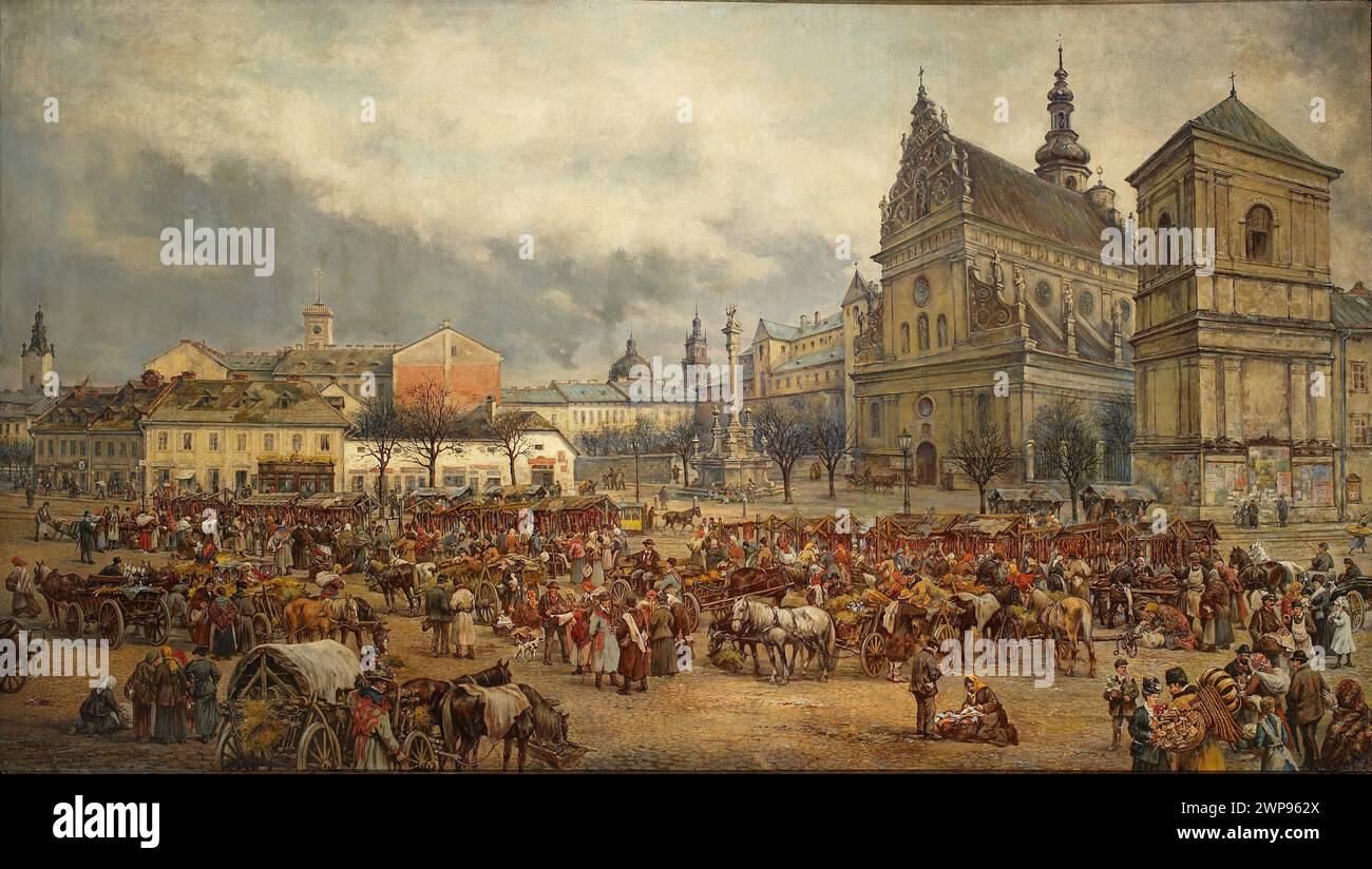 The market before Easter on Bernardy Square in Lviv in 1895; Rybkowski ...