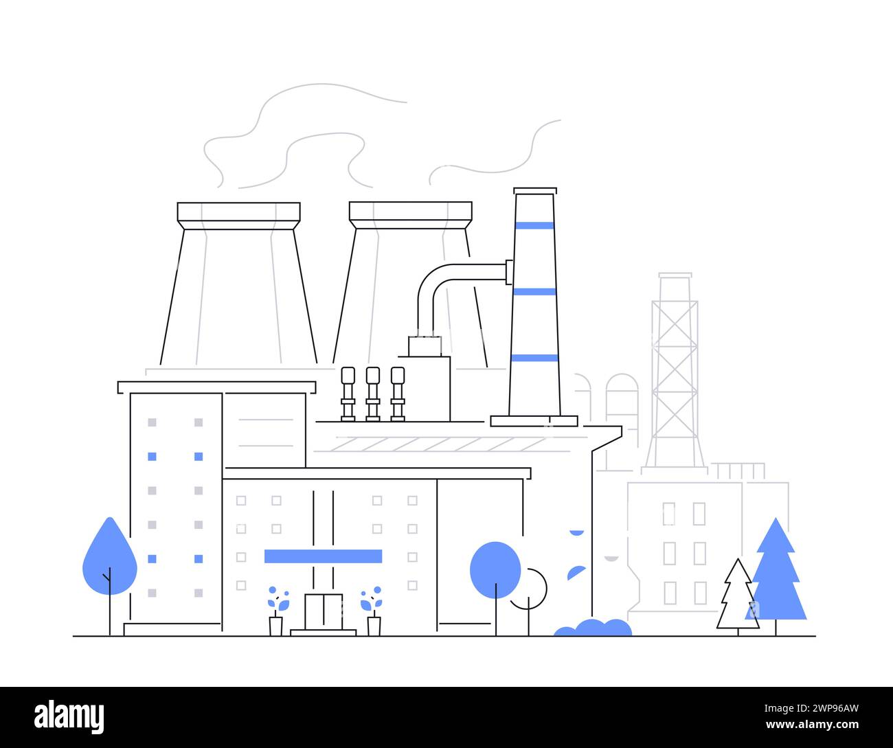 City factory - modern line design style illustration Stock Vector Image ...