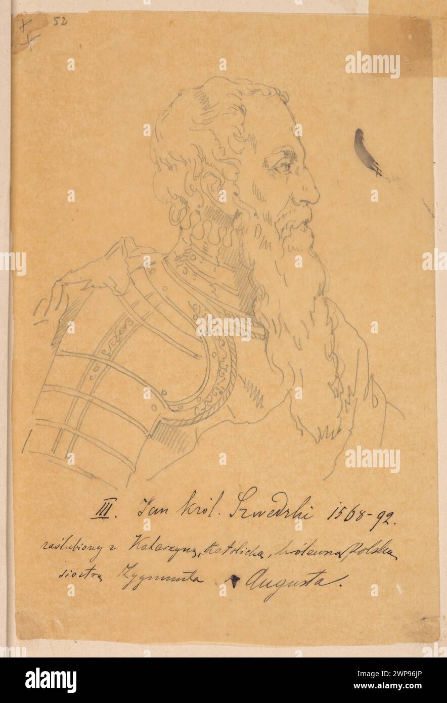Lithograph of Jan III Waza, King of Sweden in the 16th century, created ...