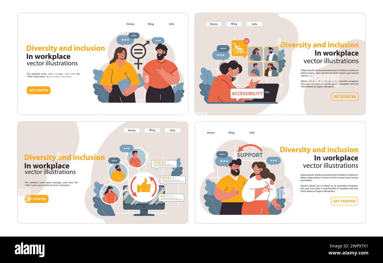 Diversity and Inclusion set. Colleagues unite for equality ...