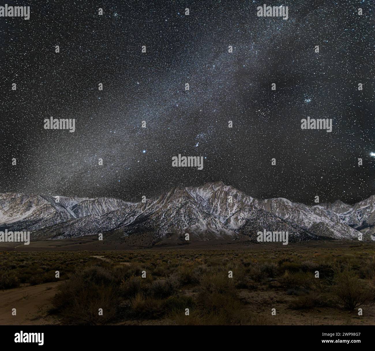 The Milky Way creates a starry night time across the skies above Mt ...