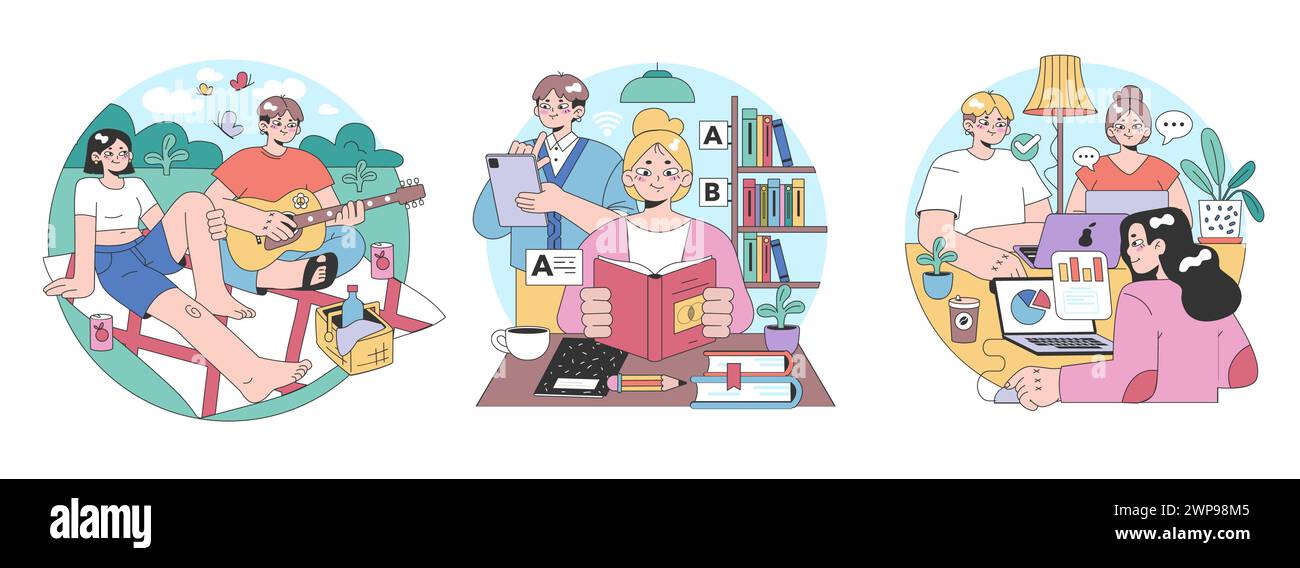 Third place idea set. Social surroundings, separate from home and ...