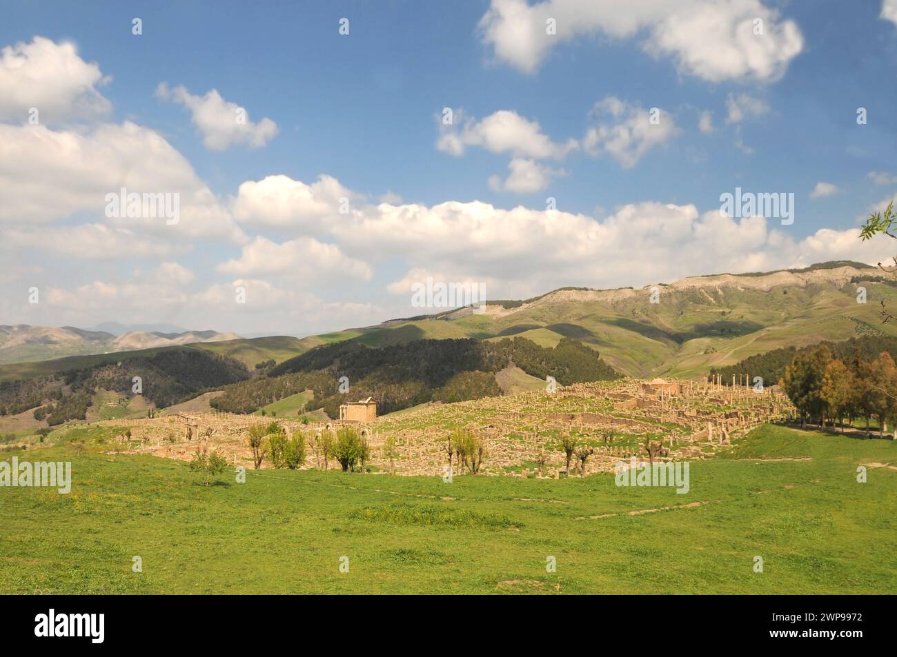 View of the ruins of the Roman city of Cuicul located on the territory ...