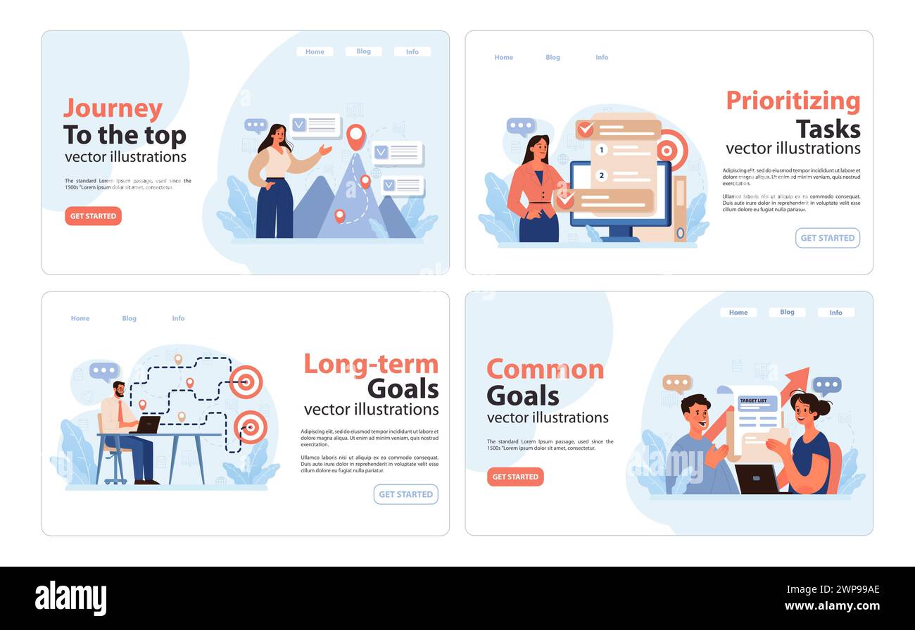 Business Strategy Set. In-depth planning visualization, target goal ...