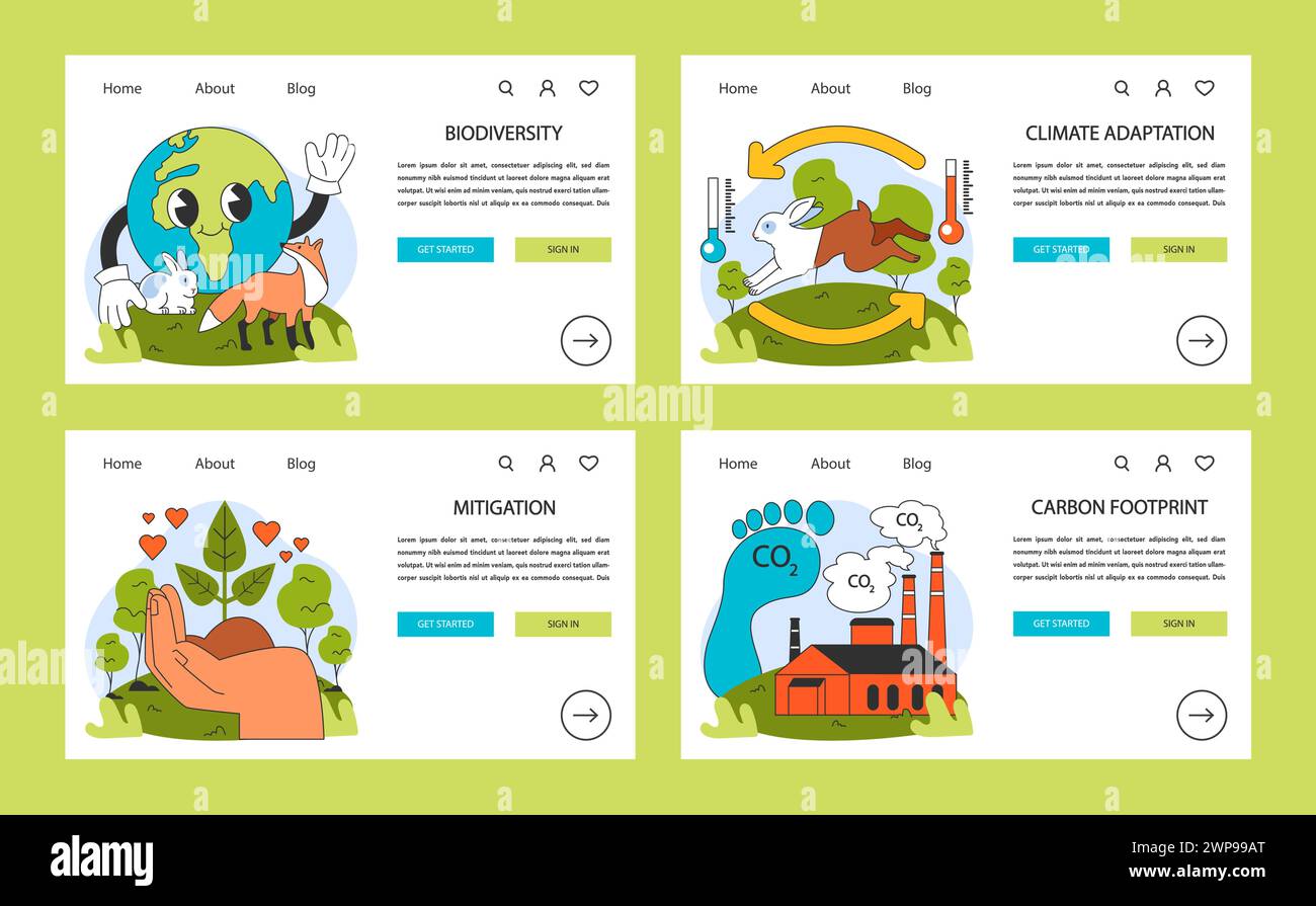 Climate change web banner or landing page set. Planet temperature ...